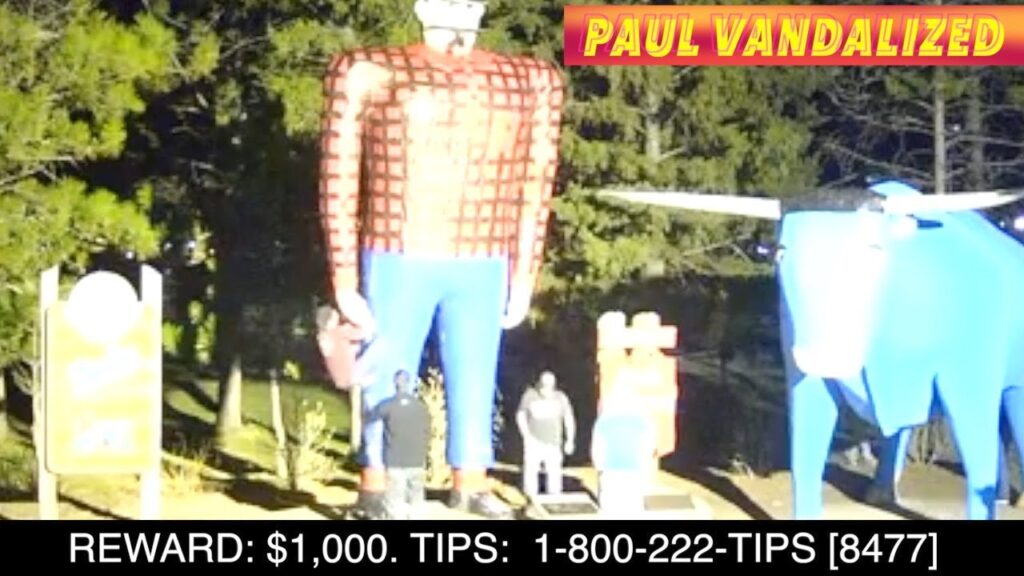REWARD! Police Release Video Of Paul Bunyan Being Vandalized - iNewZ