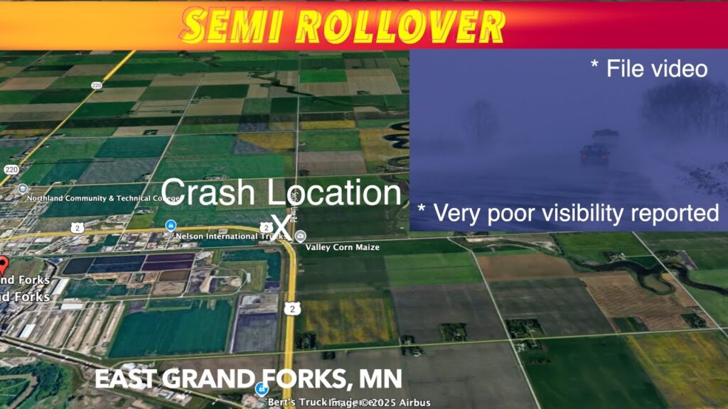 BREAKING NEWS: Semi Rollover By East Grand Forks, Very Poor Visibility ...